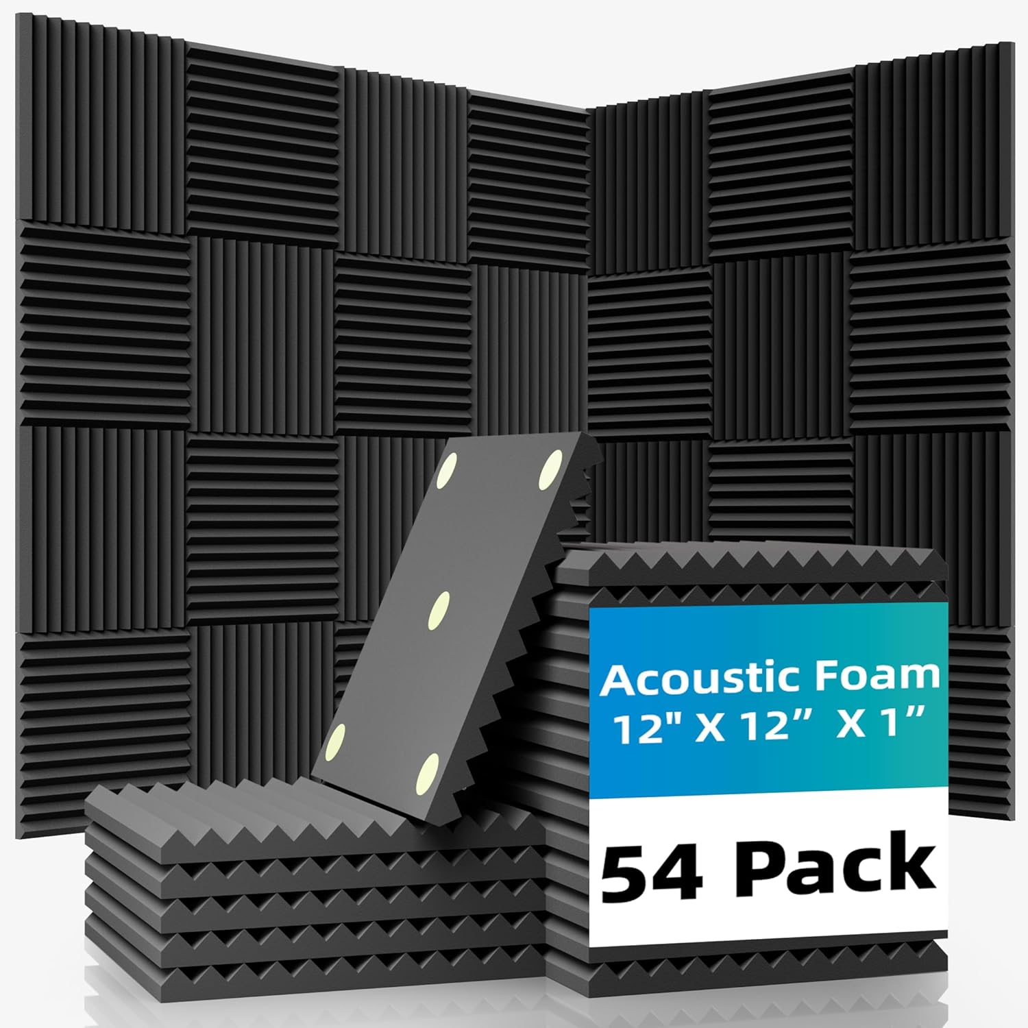 Temgcuam 54 Pack 12×12×1 Soundproof Wall Panels with Adhesive Stickers ...
